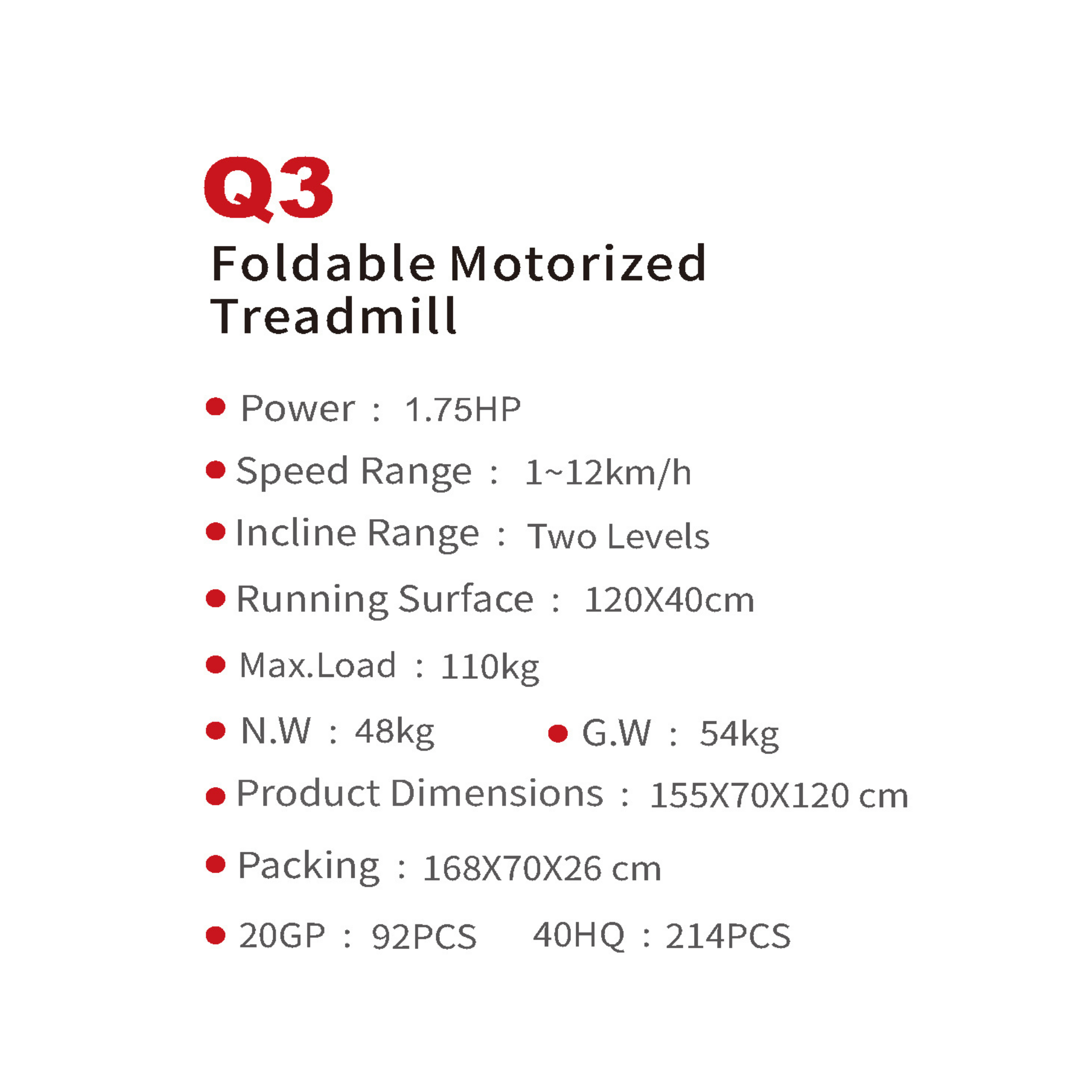 Q3 Foldable Motorized Treadmill